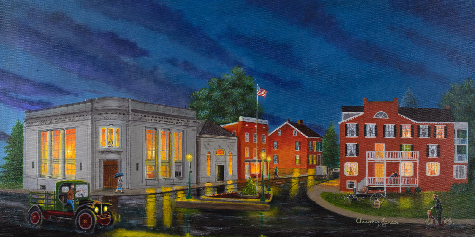 Original: Lititz Square c. 1922 - Gallery Wrapped Oil on Canvas ...